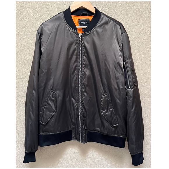Forever 21 | Jackets & Coats | Forever 2 Mens Satin Bomber Jacket Olive ...